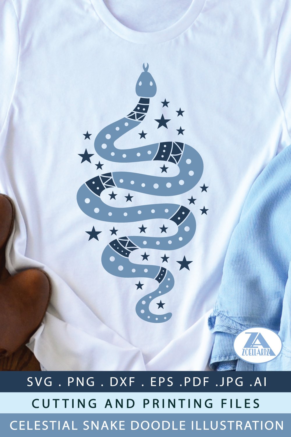 Celestial Snake SVG Cut File Mystic Boho Snake Illustration