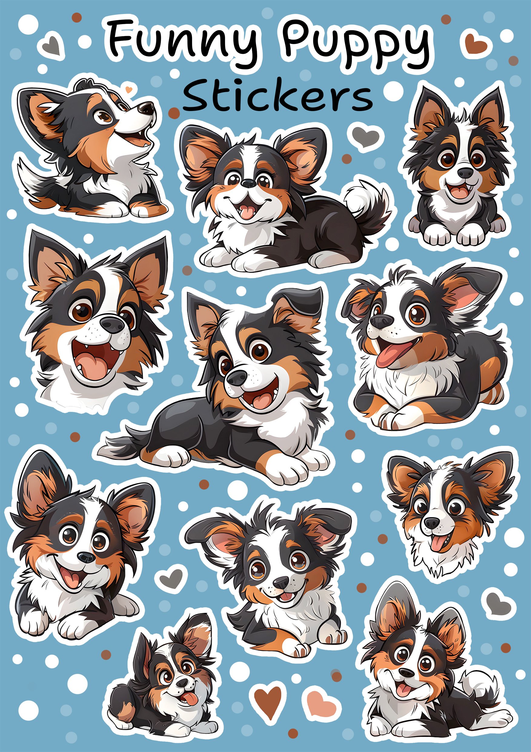 Papillon Puppy Stickers |Png/Jpeg Print and cut