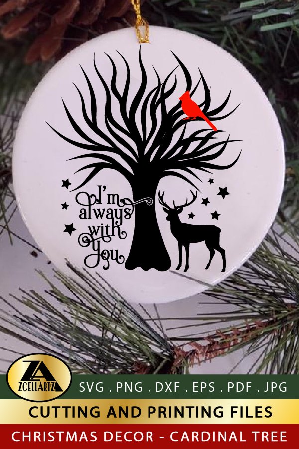 Christmas Cardinal Tree SVG Christmas Ornament SVG (1080197)