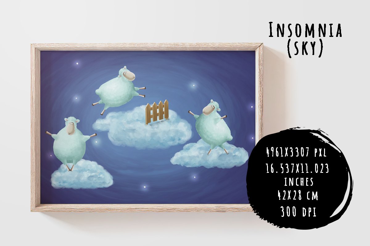 Insomnia. Sheep in sky