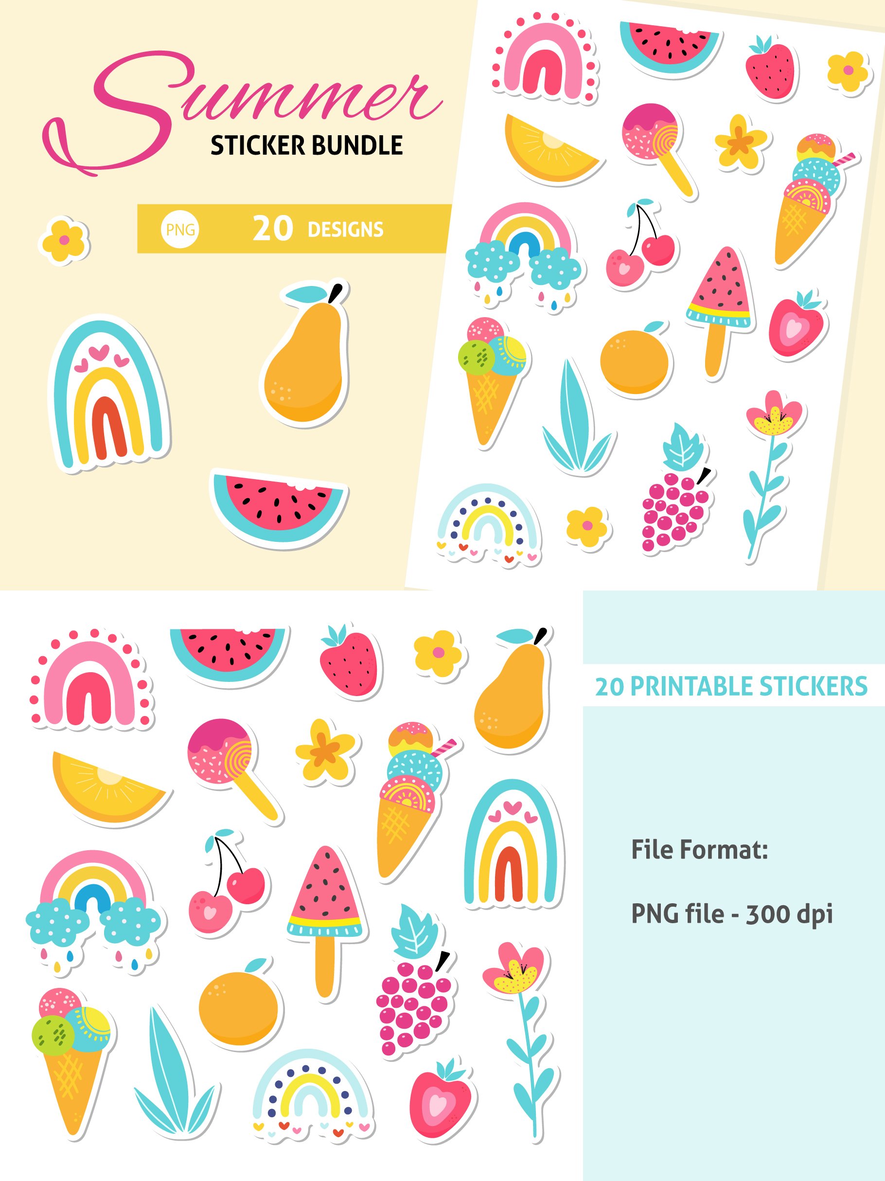 Bright Summer sticker bundle