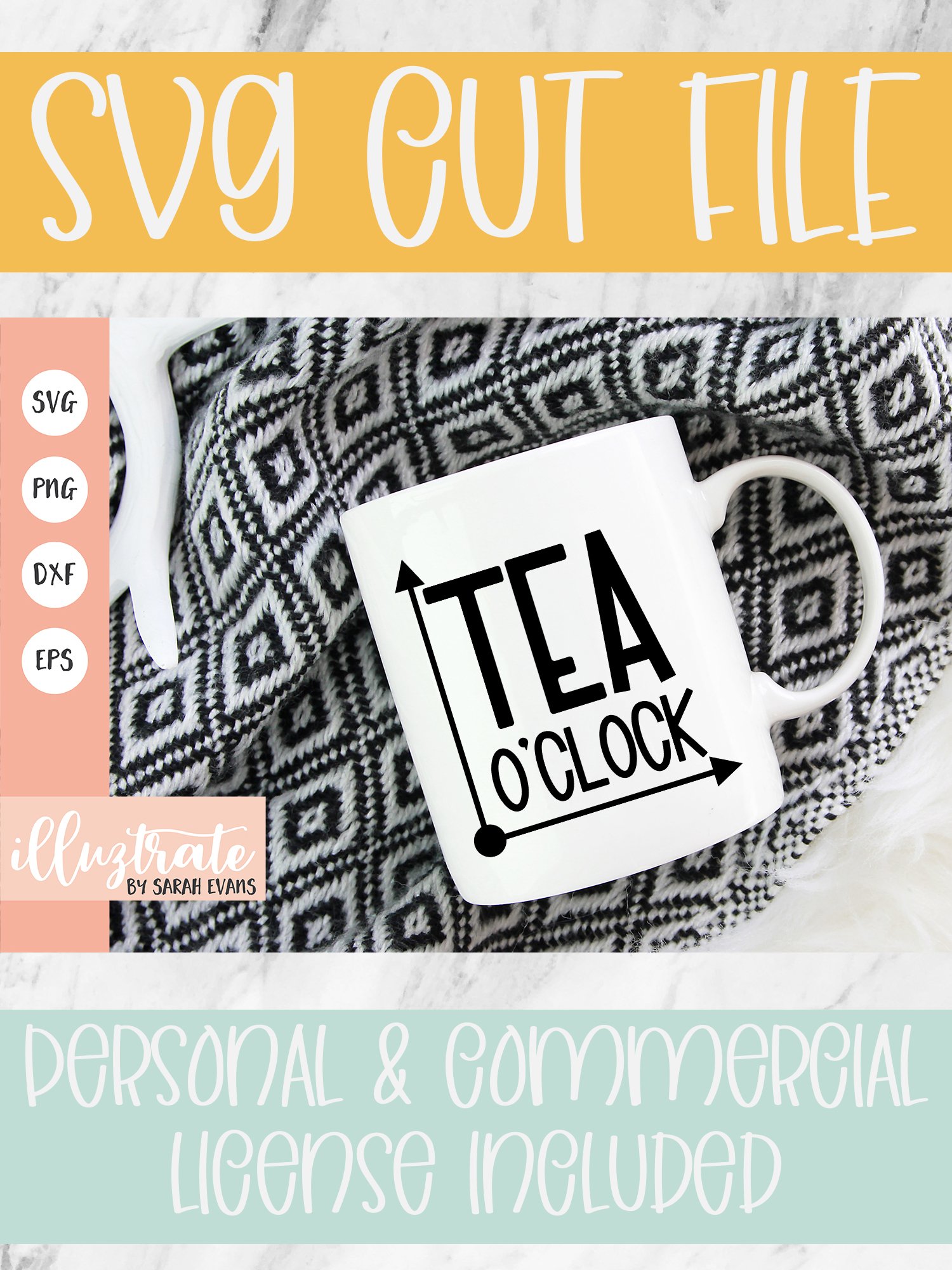 Tea O'Clock SVG Cut File | British SVG