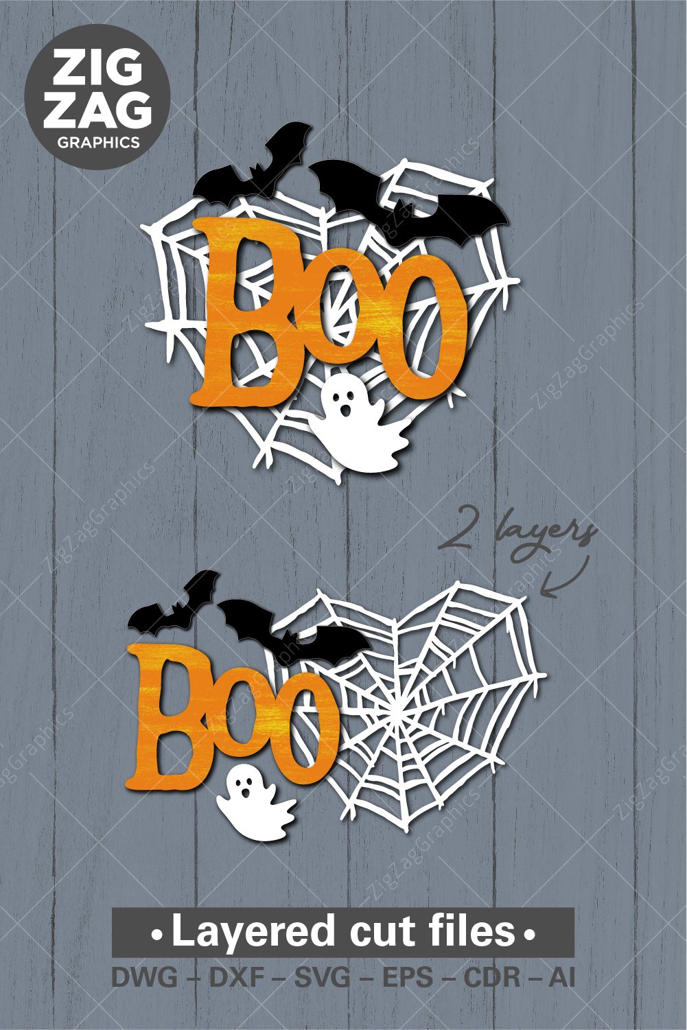 3D layered sign halloween svg cut file