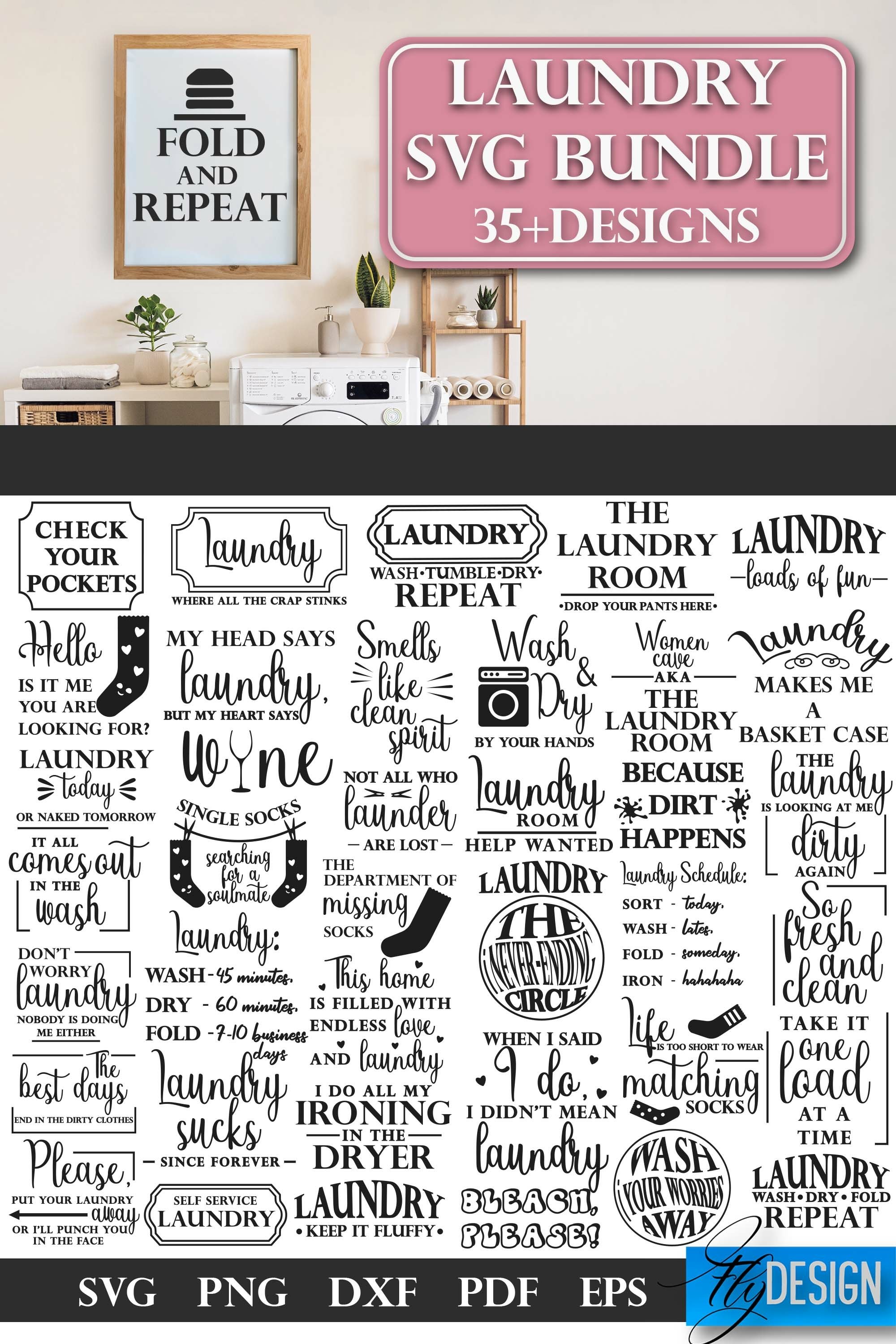 Laundry Signs SVG Bundle | Laundry Room SVG | Bathroom