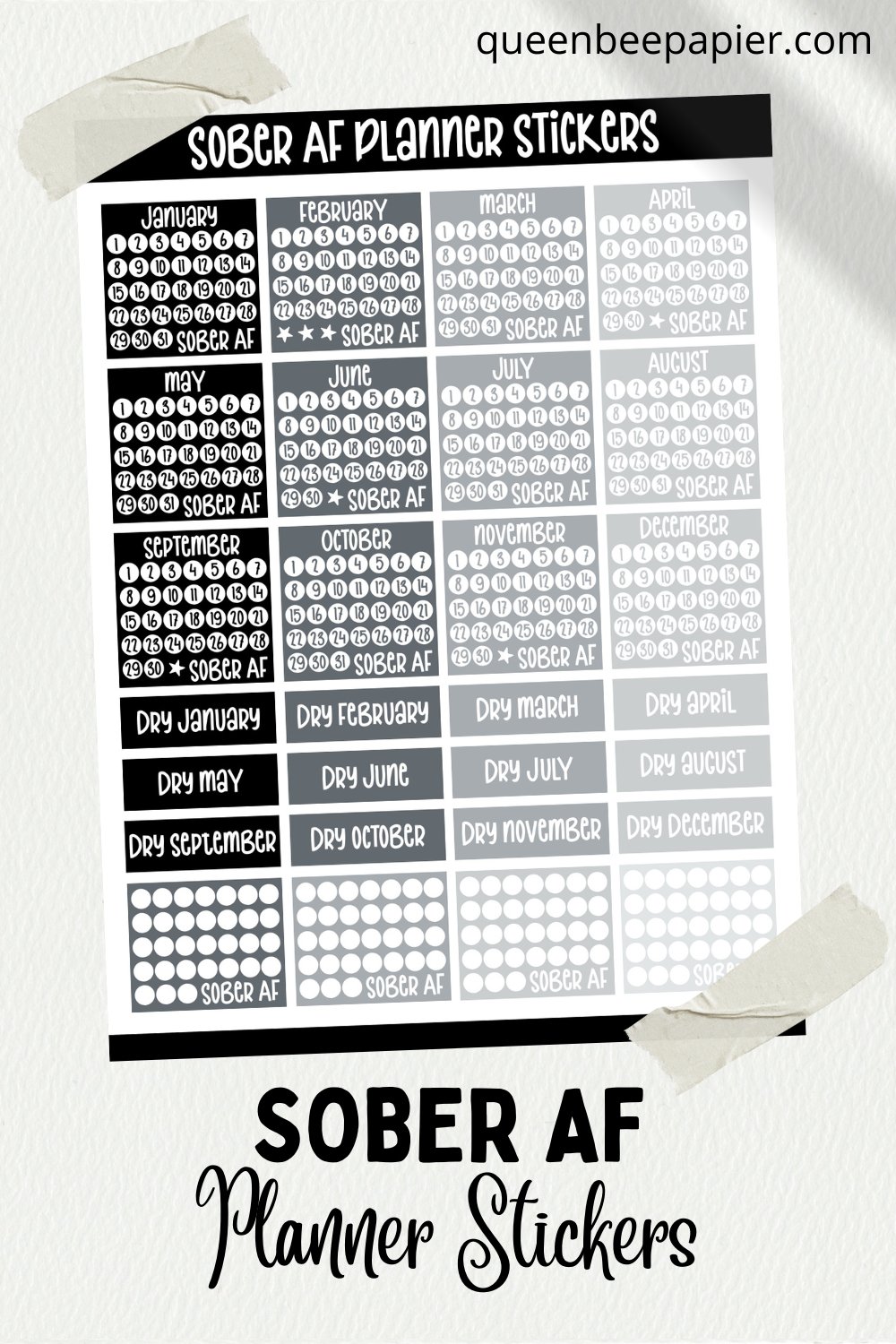 Sober AF Planner Stickers For Tracking Sobriety