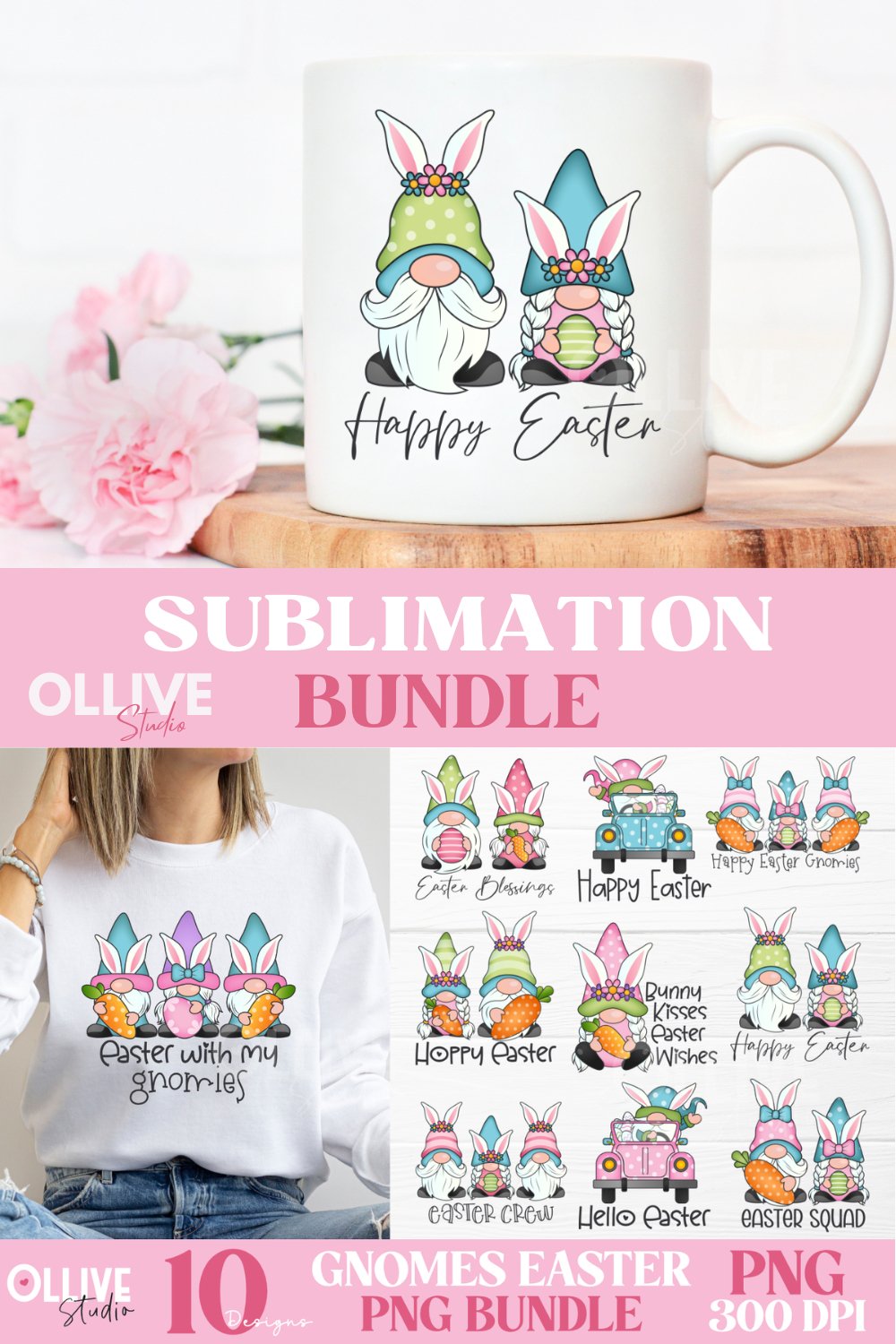Gnomes Easter PNG Bundle | Gnome Sublimation Bundle