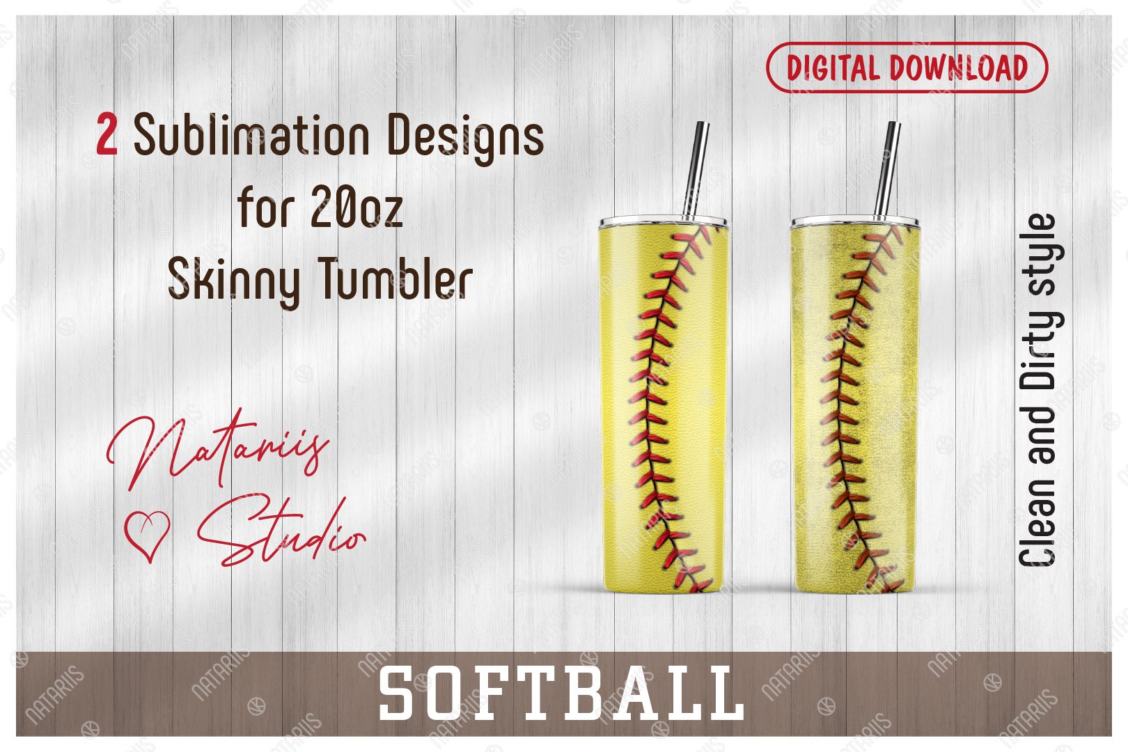 2 Realistic Softball Patterns for 20oz SKINNY (1209800)