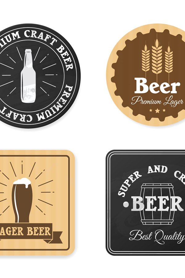 Beer coaster design. Square and round beer coasters, pub lab