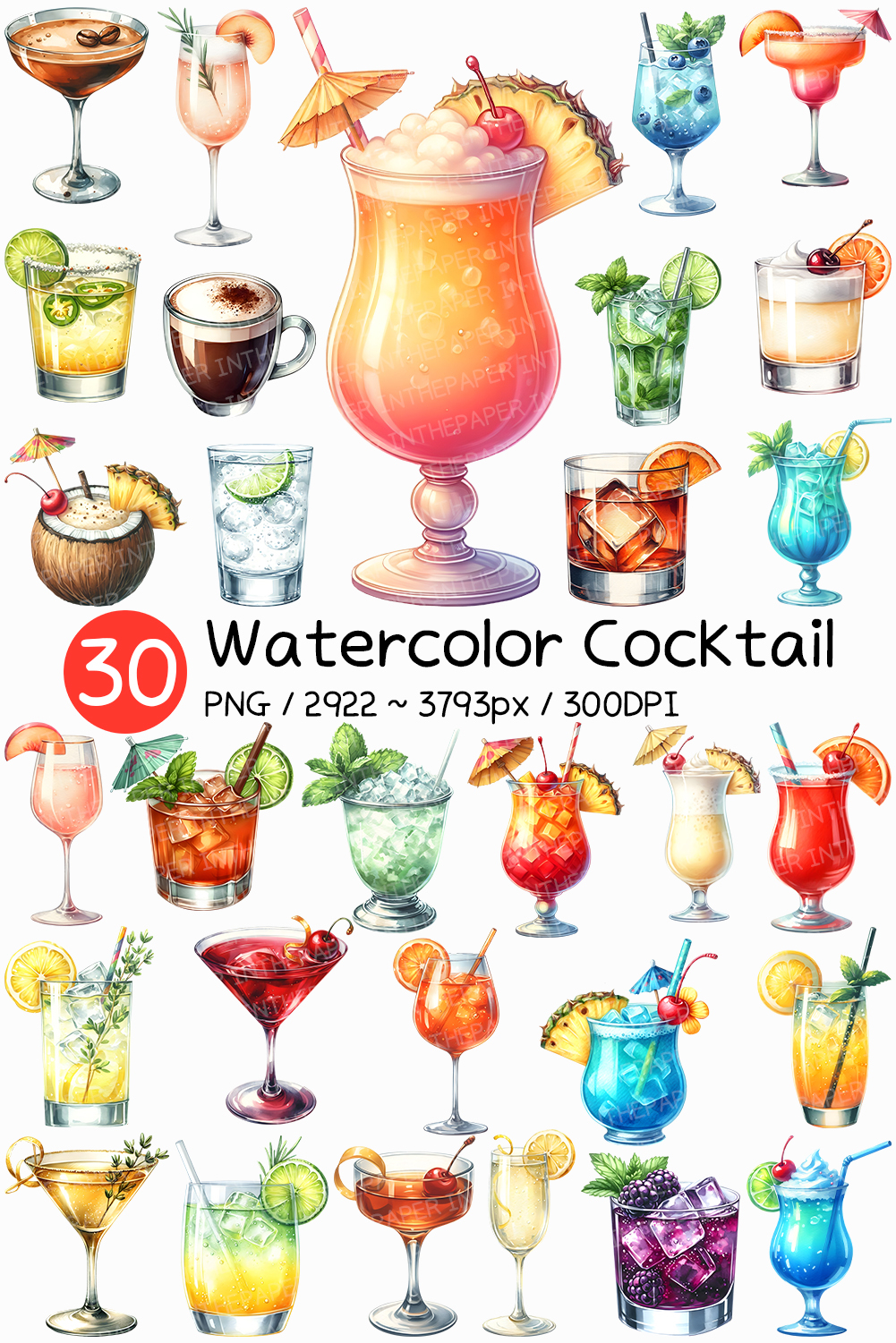 Watercolor Cocktail | Alcohol Drink PNG Bar Clipart Martini