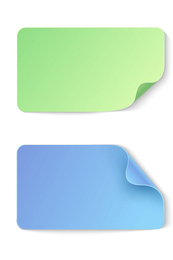 Realistic paper stickers. Round and rectangular colored pric