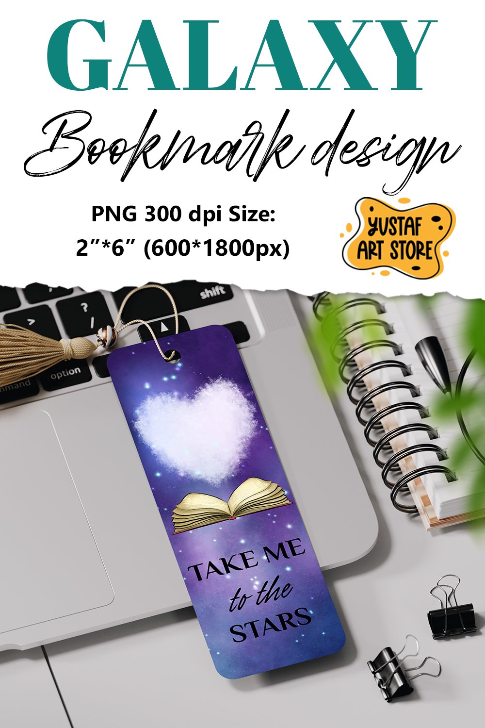 Galaxy Bookmark printable design. Take me to the stars quote