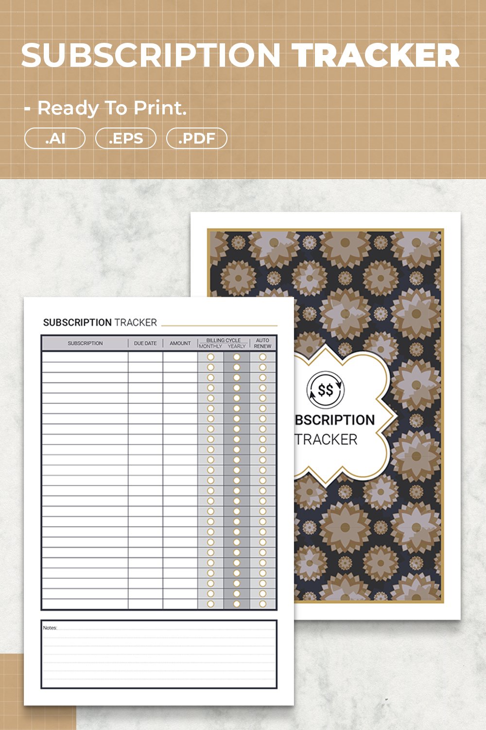 Subscription Tracker Printable Template (2492056)