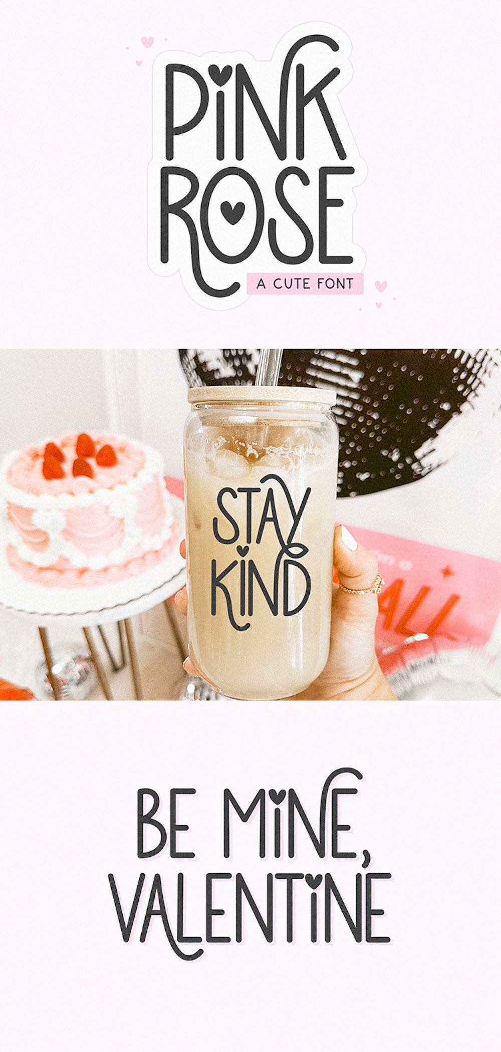 Pink Rose - Cute Valentine's Day Font