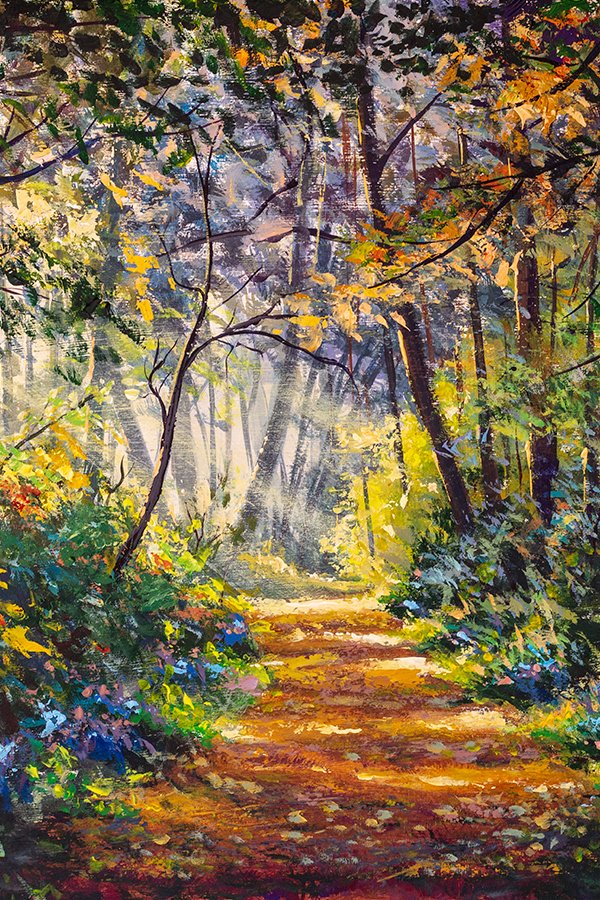 Original hand painted painting SUNNY FOREST by (970890)