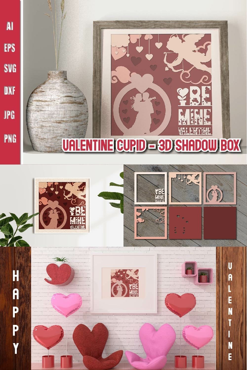 Valentine Cupid - 3D Shadow Box