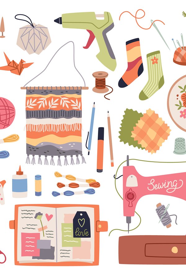 Handmade crafts. Creative accessories, consumables and tools