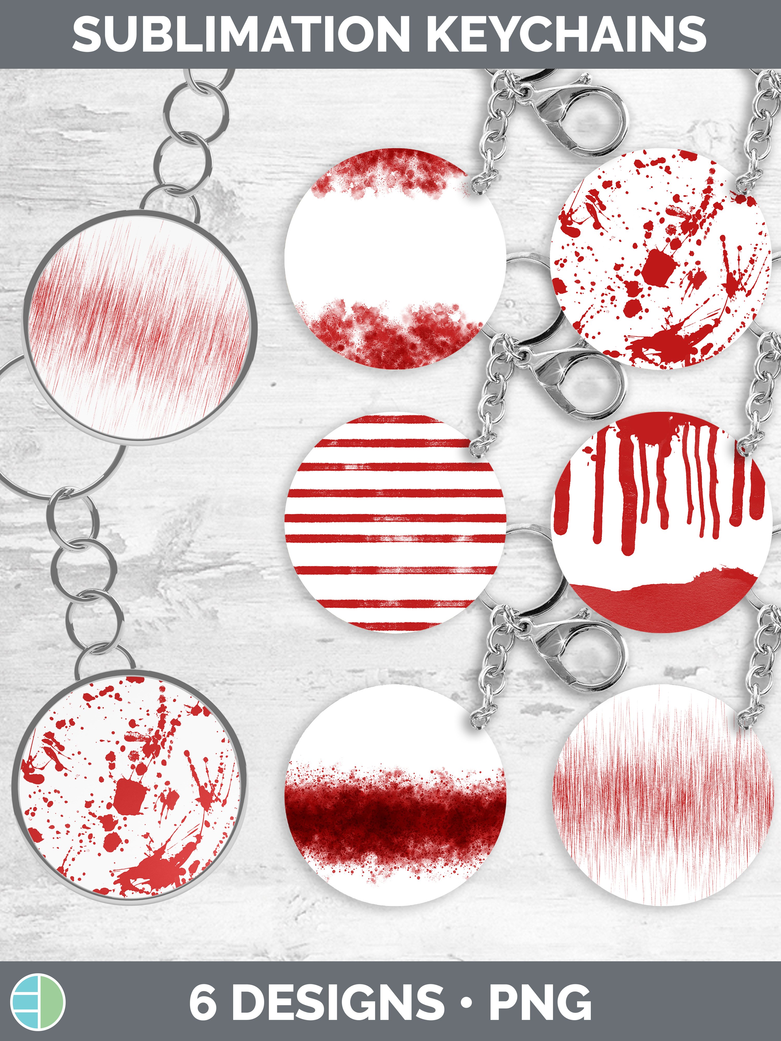 Bloody Halloween Keychain Bundle | Keyring Sublimation Desig