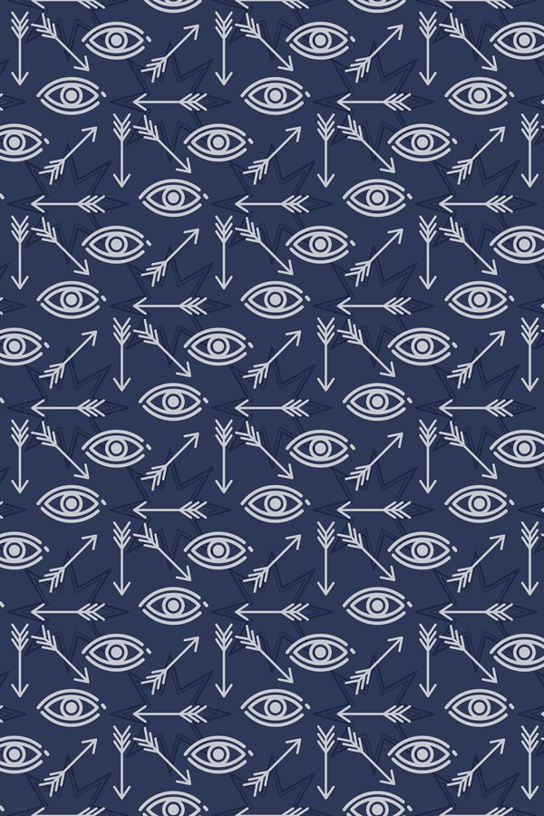 Seamless pattern design with stars eyes and arrows