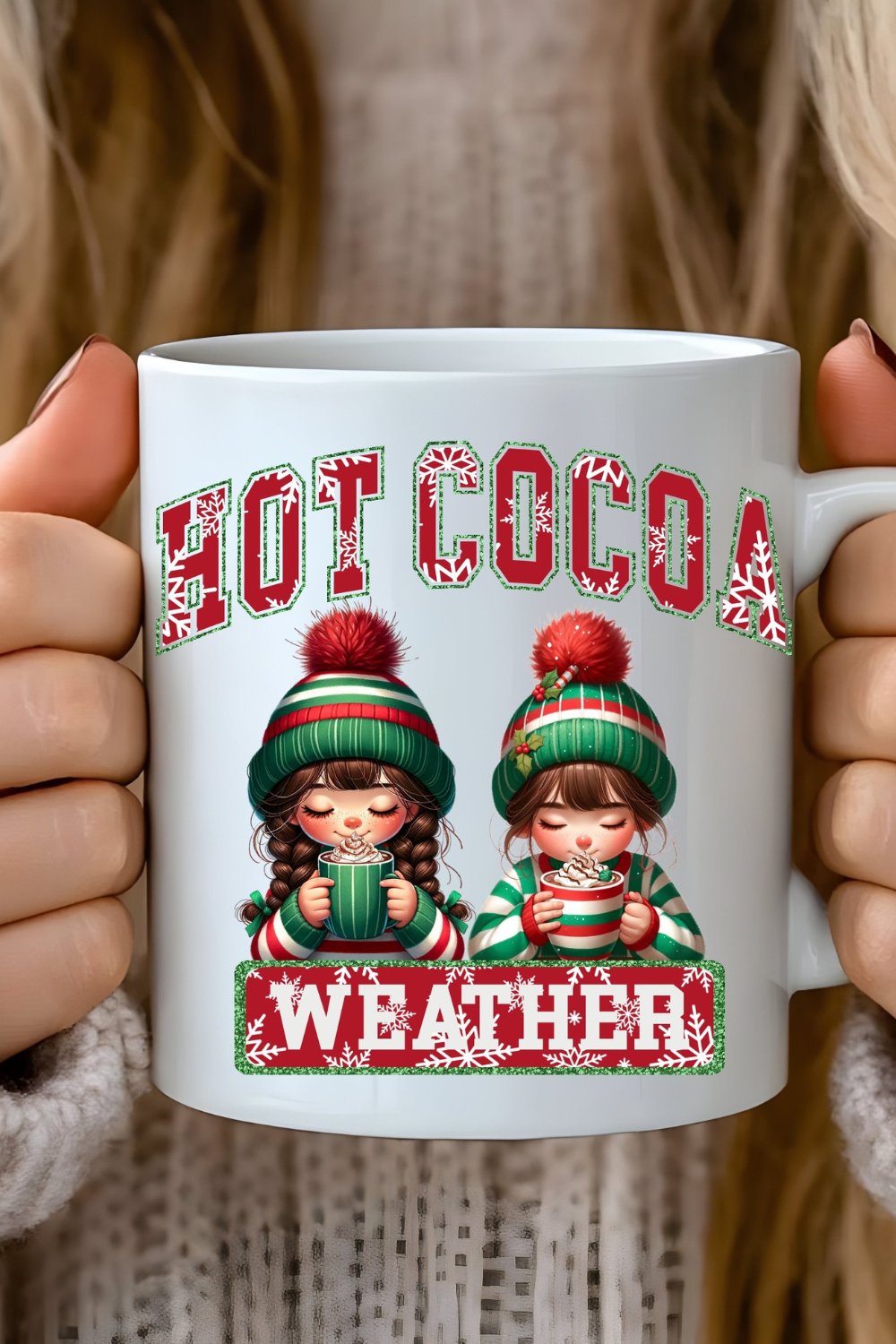 Hot Cocoa Weather Winter Coffee Mug Design, Sublimation PNG