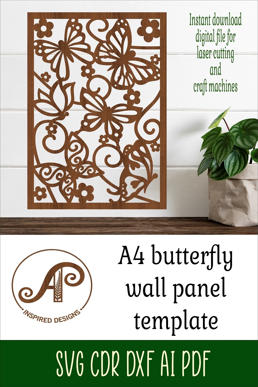 Butterflies A4 wall art sign, SVG file. vector file