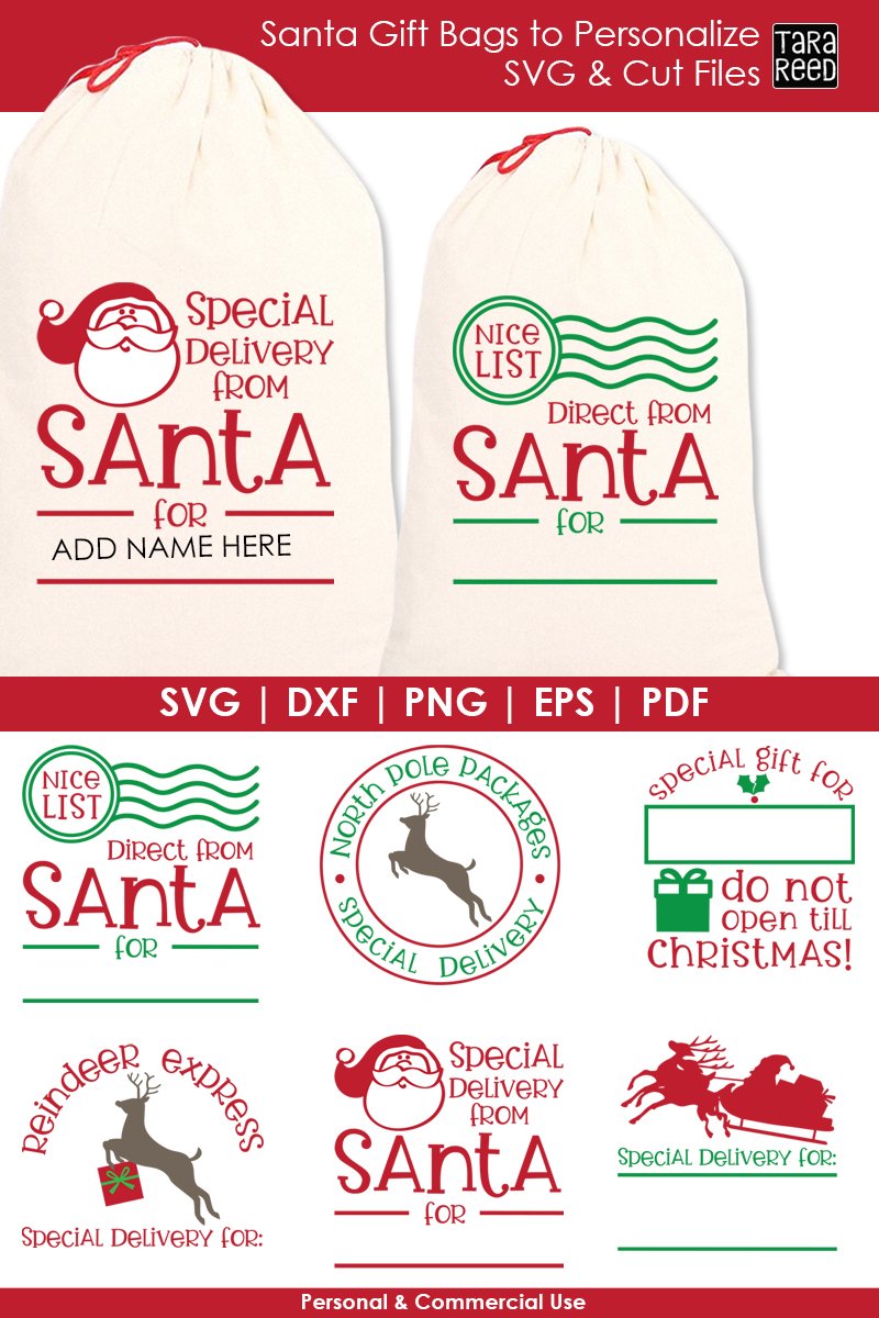 Santa Gift Bag SVG and Cut Files for Crafters