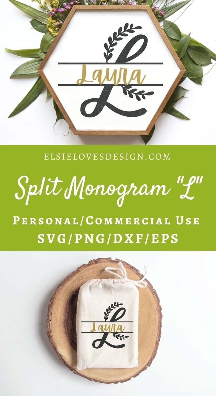 Handlettered Split Monogram L SVG Cut Files