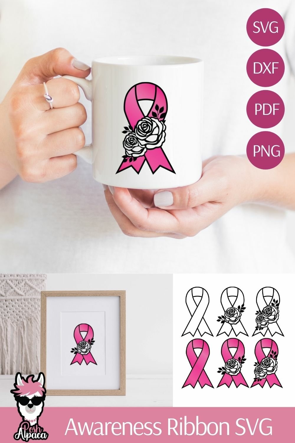 Pink ribbon SVG bundle