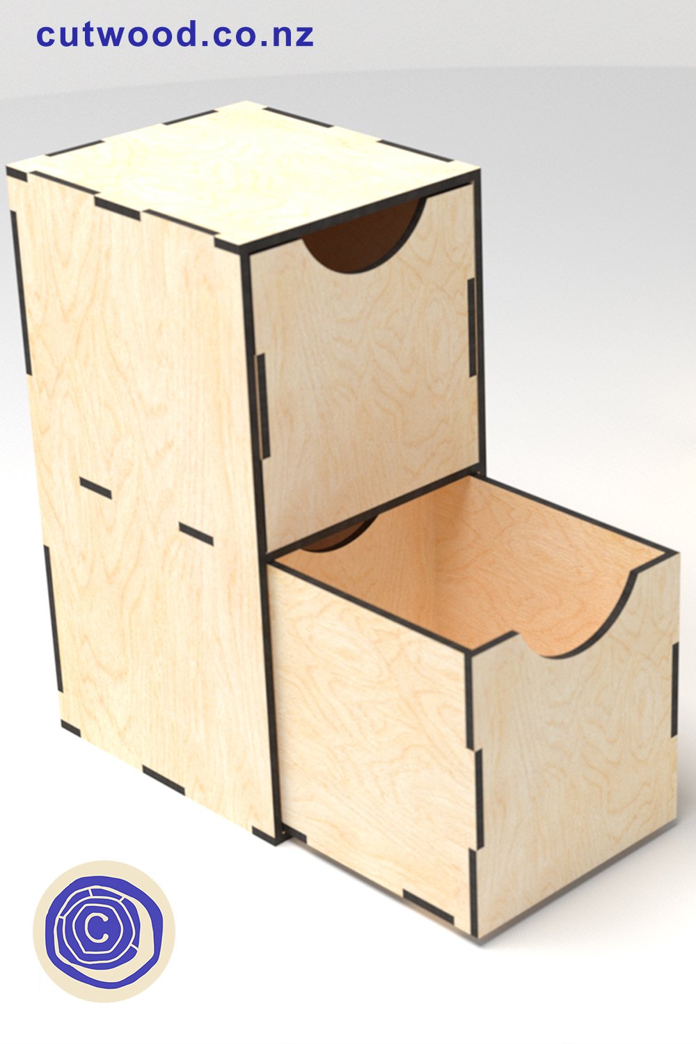 Drawer-Style Storage Boxes in Shelf SVG file