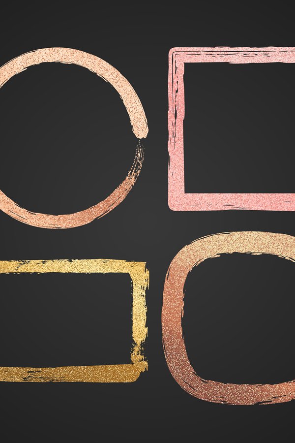 Abstract gold and pink metal glossy vector border paint fram