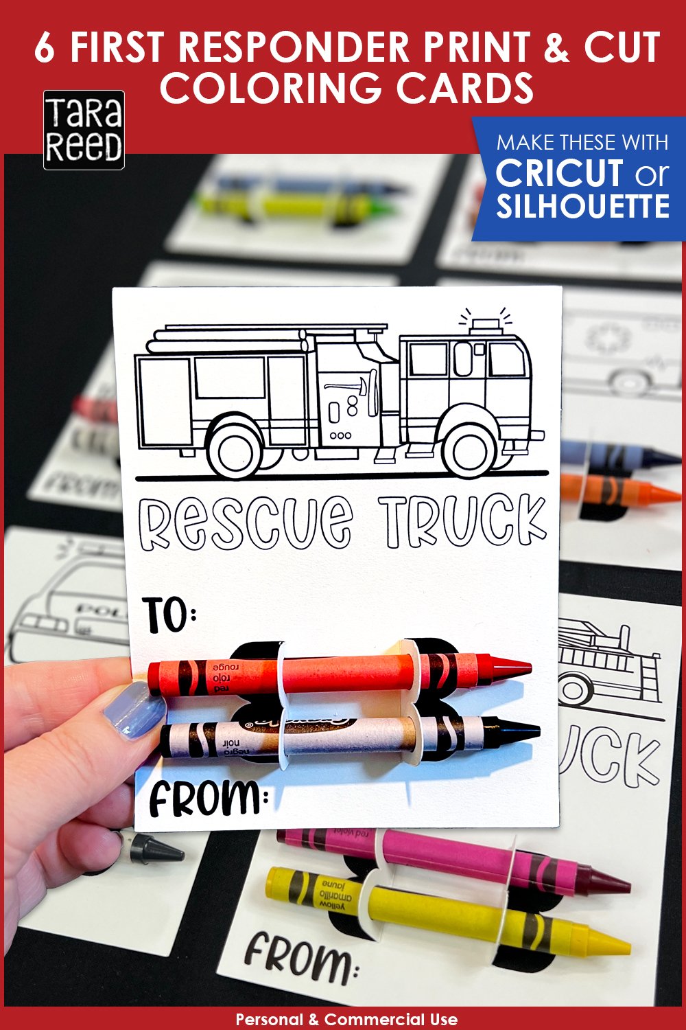 First Responder Coloring Cards for Cricut or Silhouette