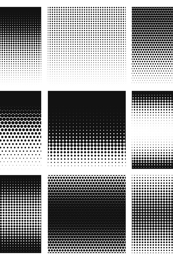 Halftone. Gradient halftone dots graphic, digital technology