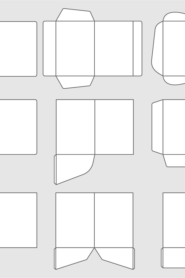 Papers pocket folder templates. Document folders cutting tem