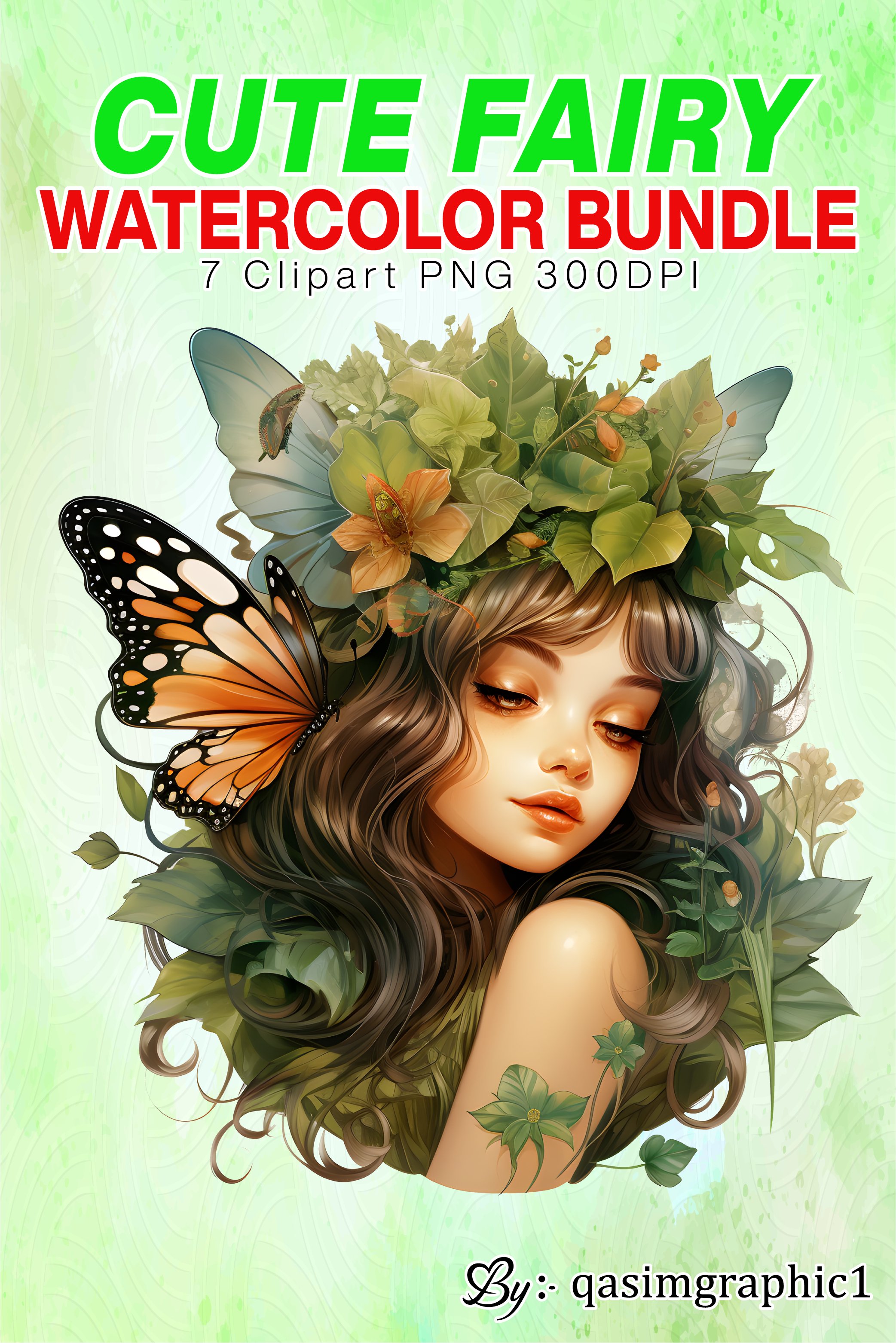 Little Magic Fairy Clipart Watercolor Cute Fairy Clipart