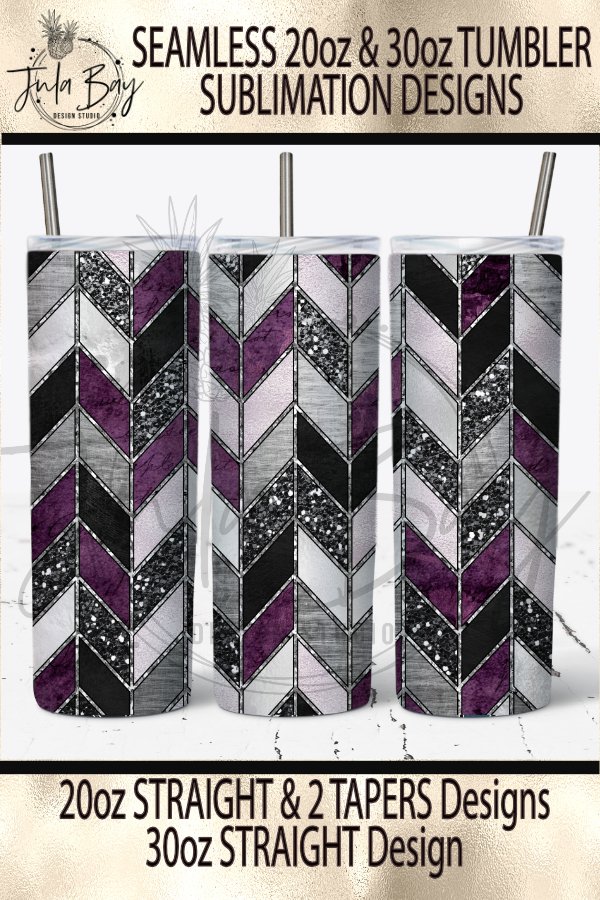 Chevron Skinny Tumbler Sublimation Design PNG Purple