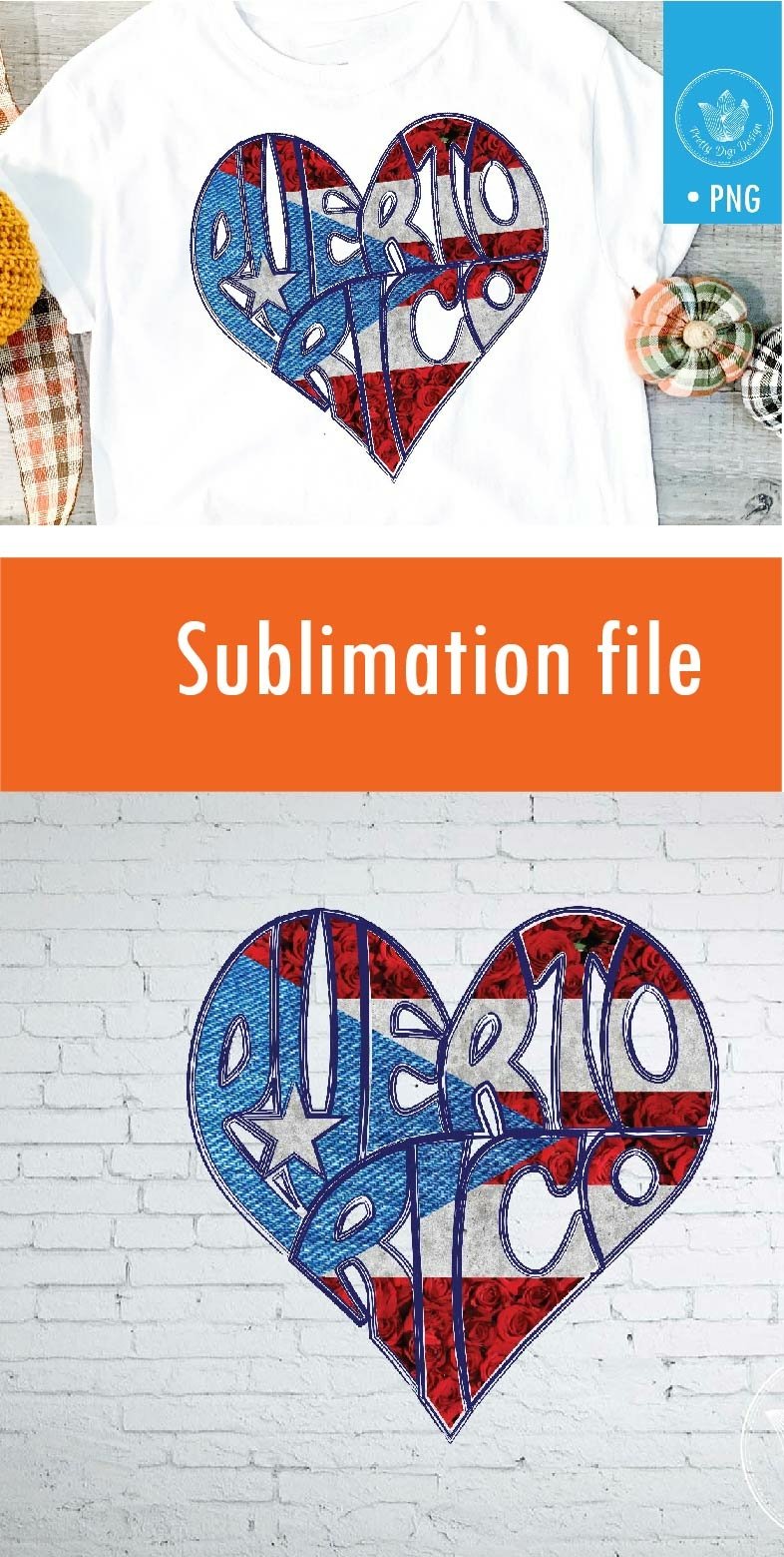Puerto Rico Sublimation | Word Art in Heart