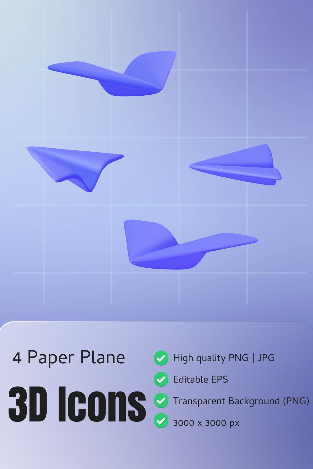 4 3d Paper Plane Icons Illustration