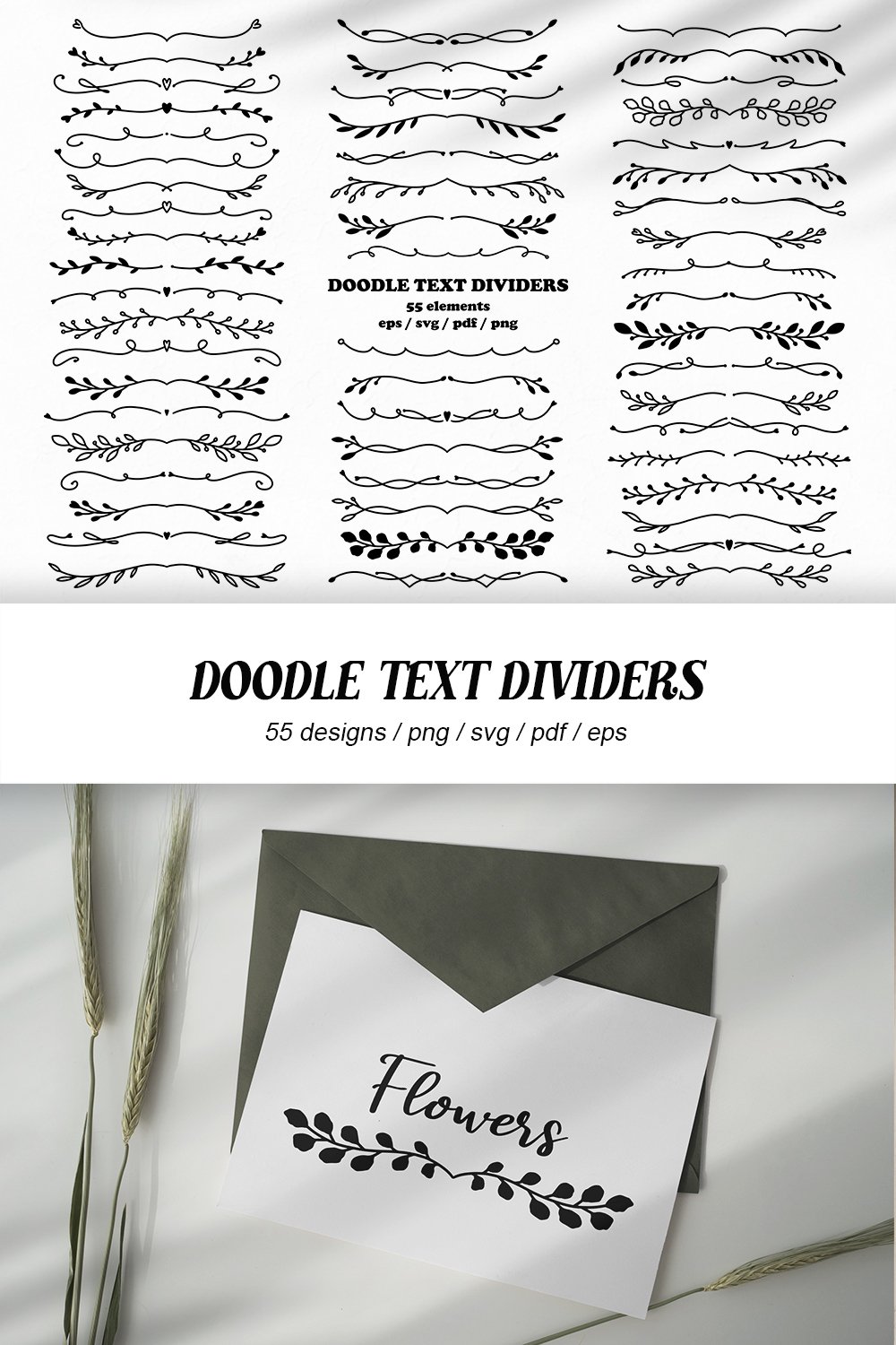 Doodle text dividers. Text divider bundle