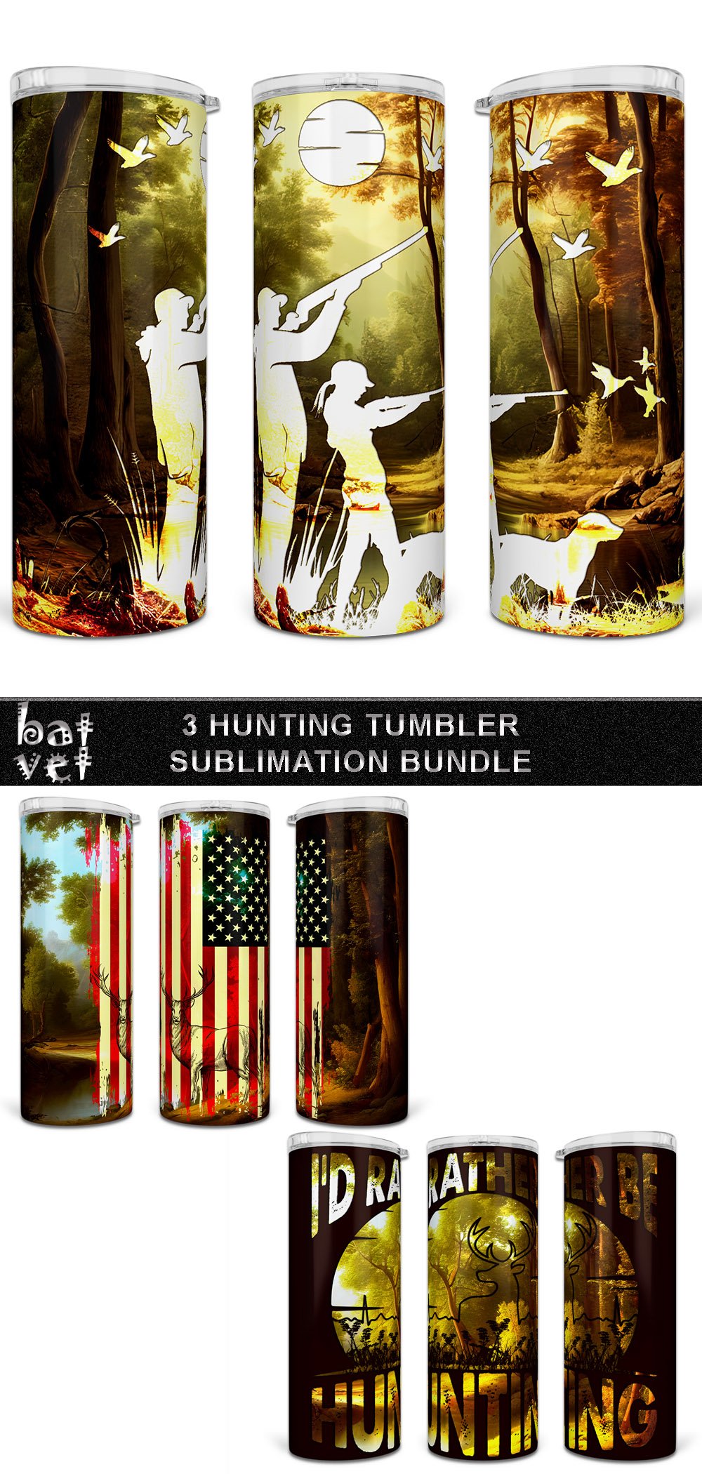 Hunting Tumbler Sublimation Bundle | Tumbler Hunting Design