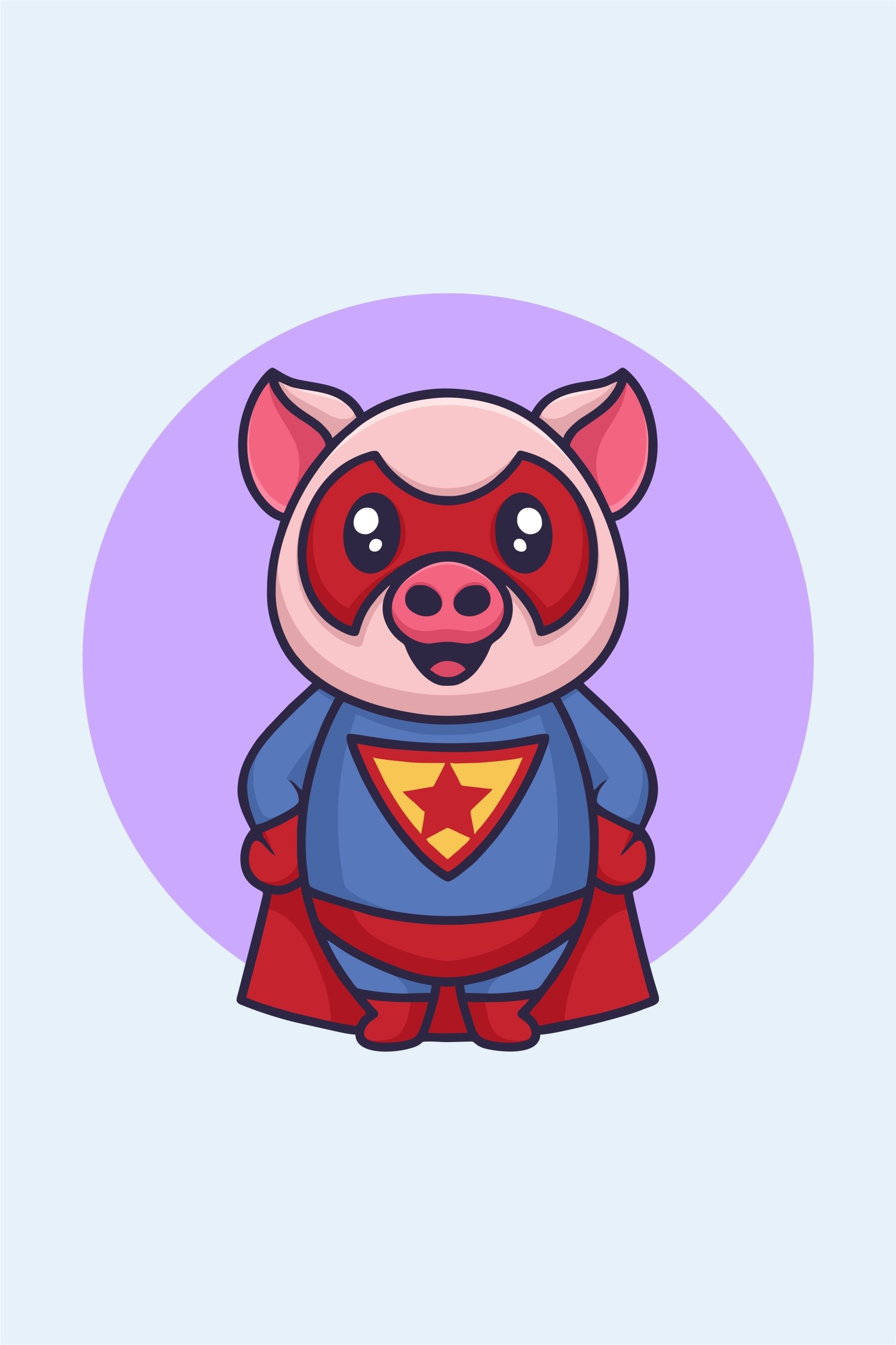 Super Pig Mascot Vector Sublimation Design