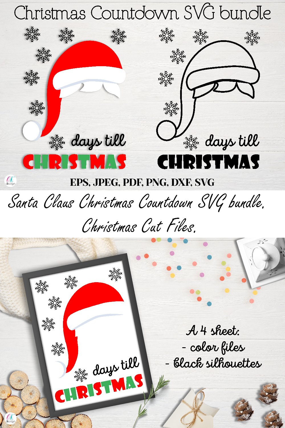 Santa Claus Christmas Countdown SVG bundle.