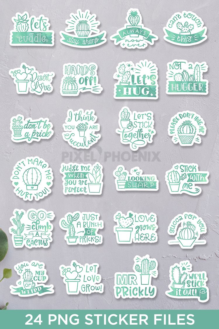 Cactus Stickers for Print and Cut, Planner Stickers