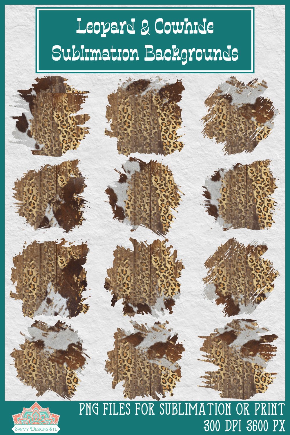 Leopard & Cowhide | Western Sublimation Background Bundle