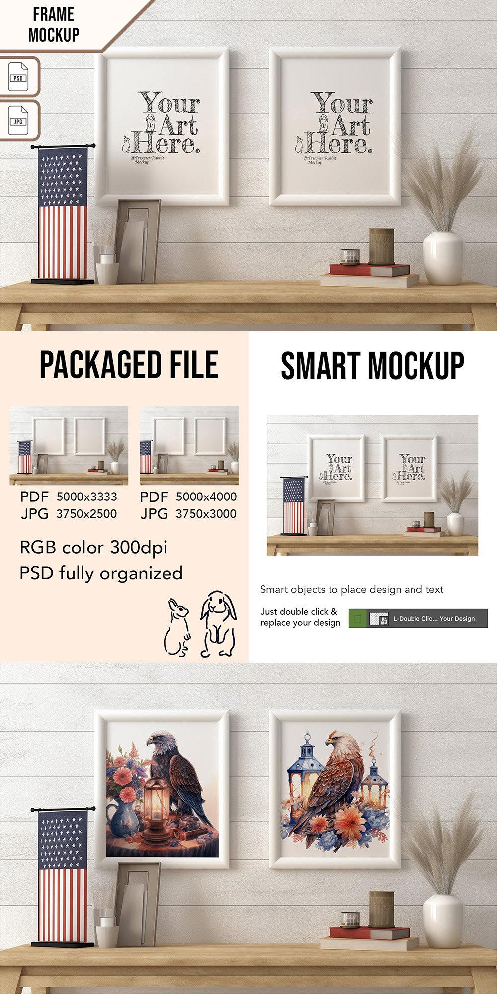 Wooden Frame Smart Mockup PSD & JPG Template (2774622)