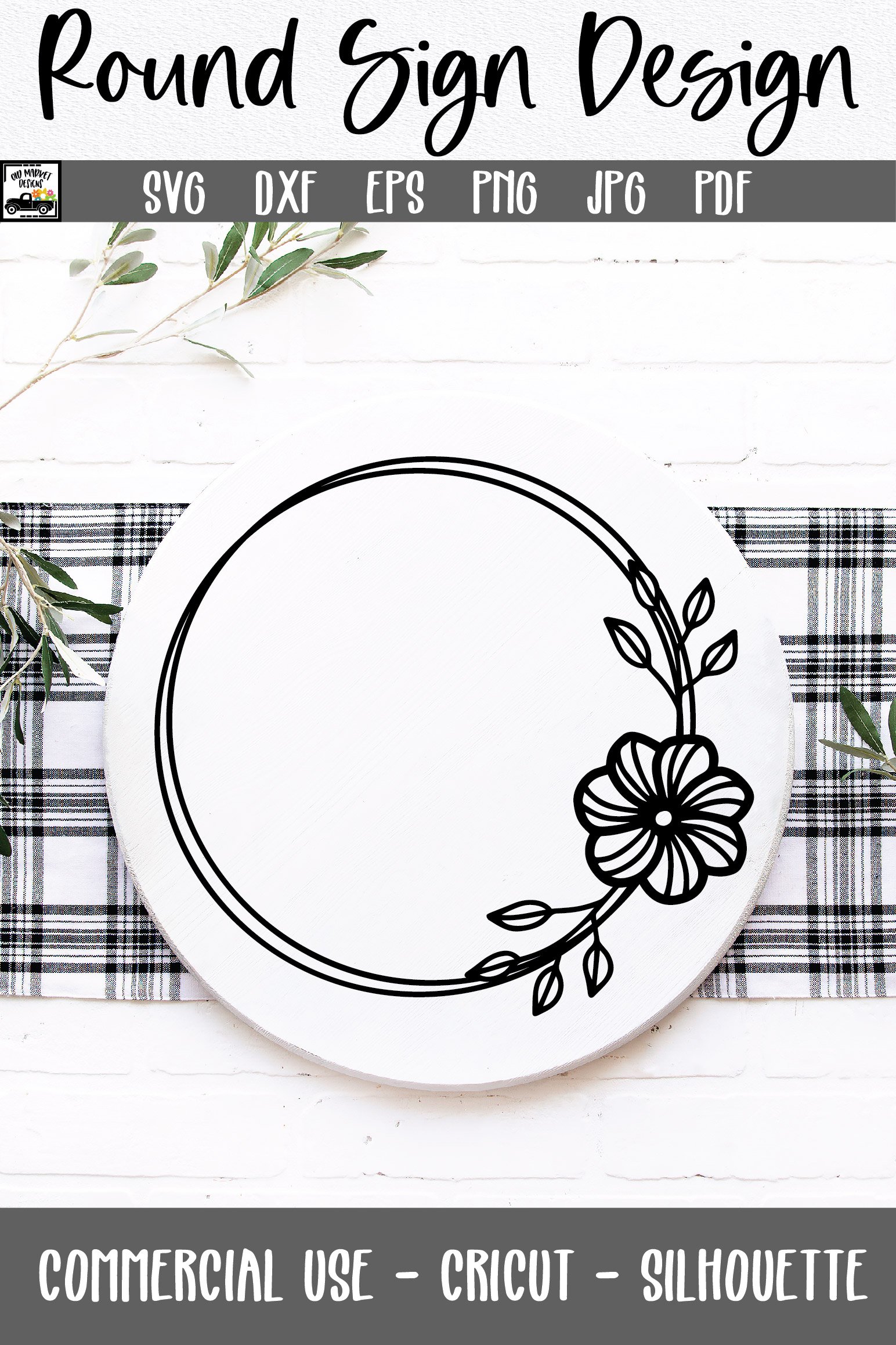 Double Circle Flower Frame Monogram SVG