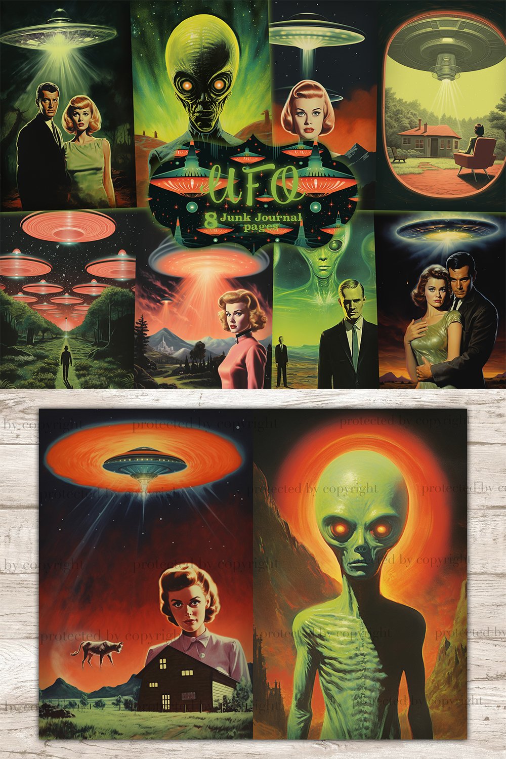 UFO Junk Journal Pages | Space Digital Download
