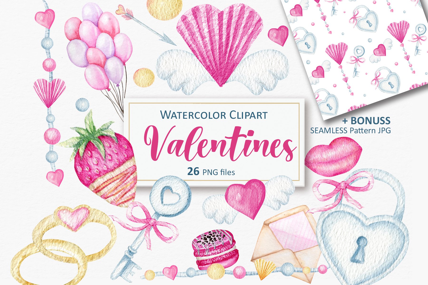 Watercolor Love Hearts PNG Clipart Valentines day (1164041)