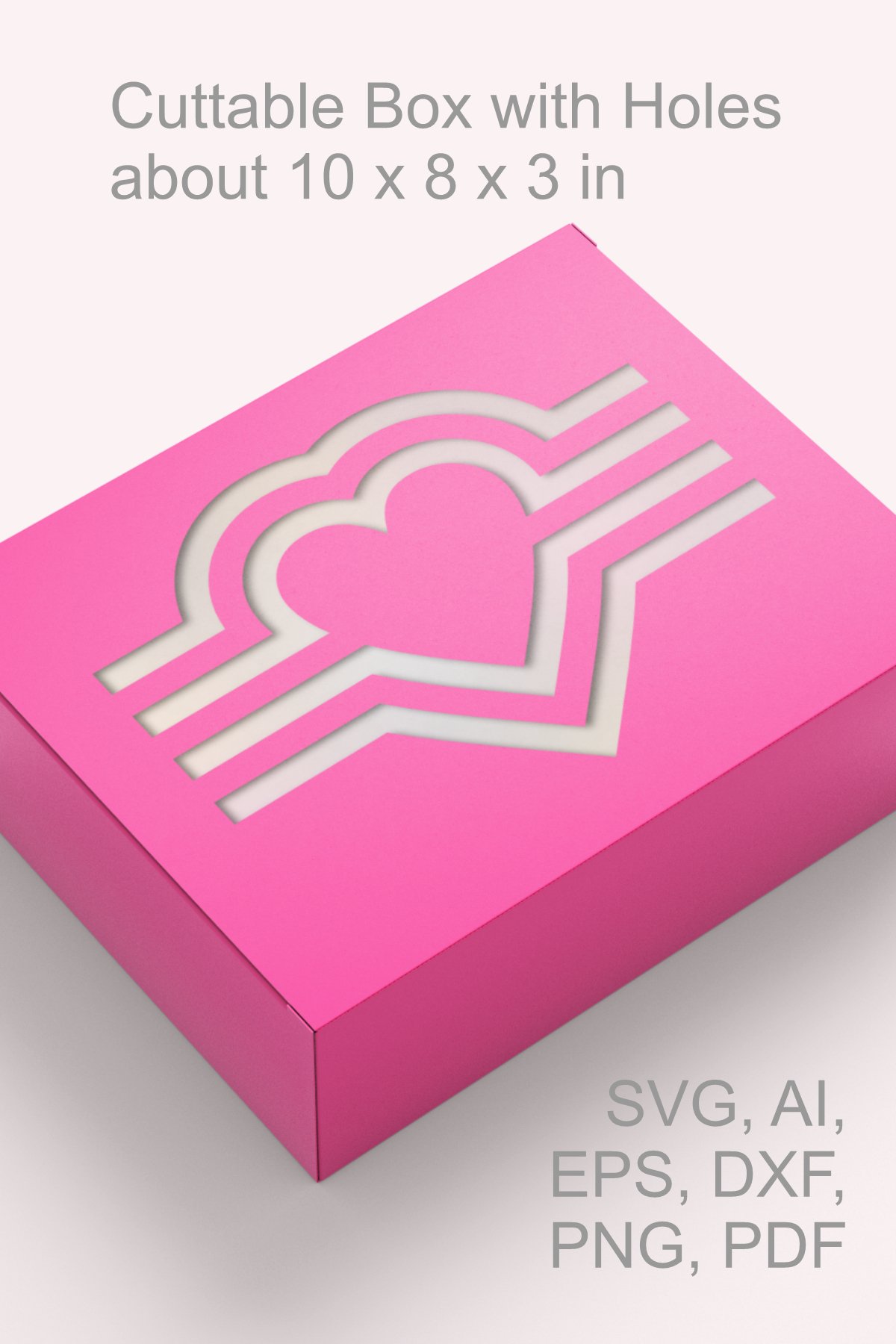 Heart and Stripes Rectangular Favor Box SVG Template