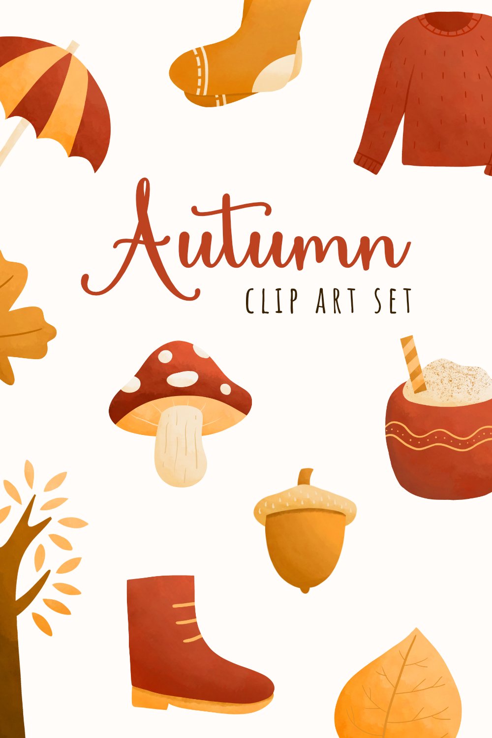 Red Autumn Clip Art Set