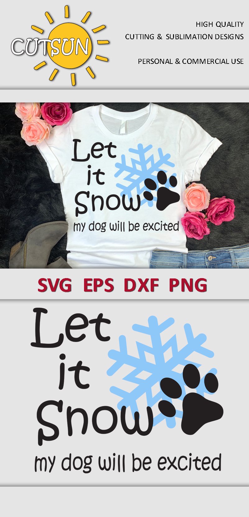 Let it Snow Dog Paw SVG | Dog lover SVG