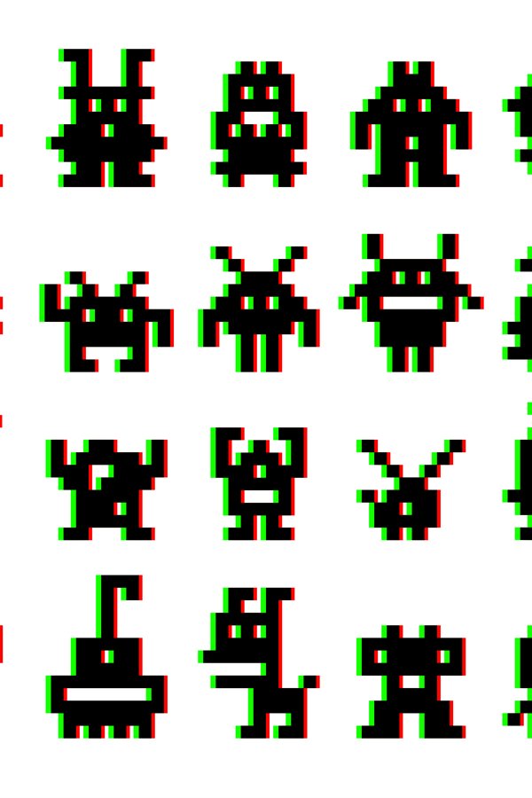 Screen distortion space invaders set